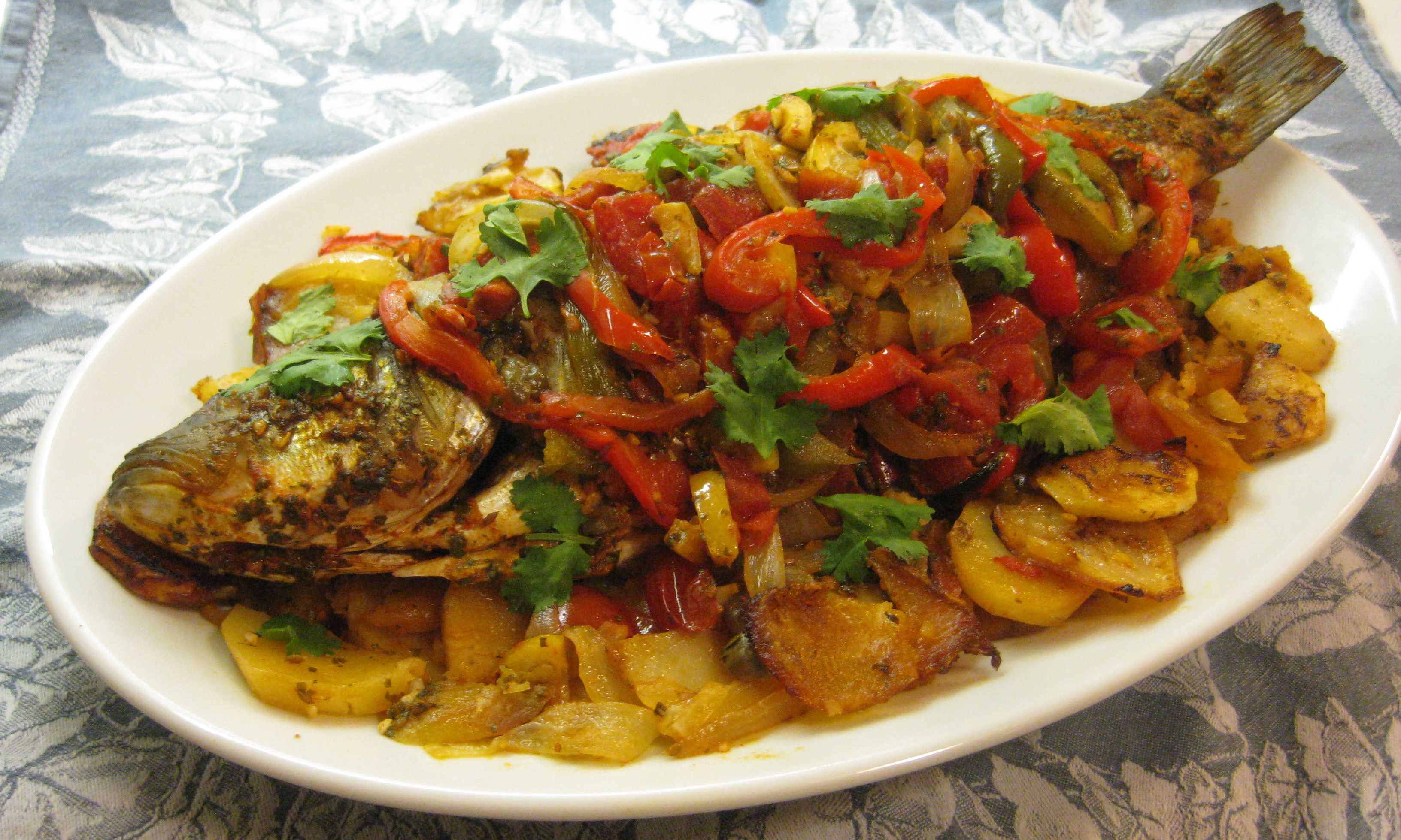 Tajin Samak (Moroccan Oven-Poached Fish with Cilantro)